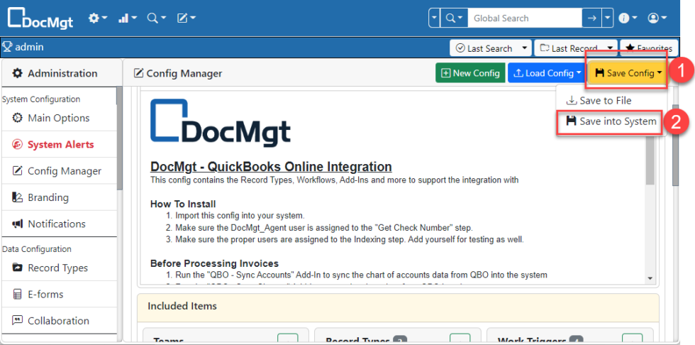 Configuring QuickBooks Online Integration - DocMgt